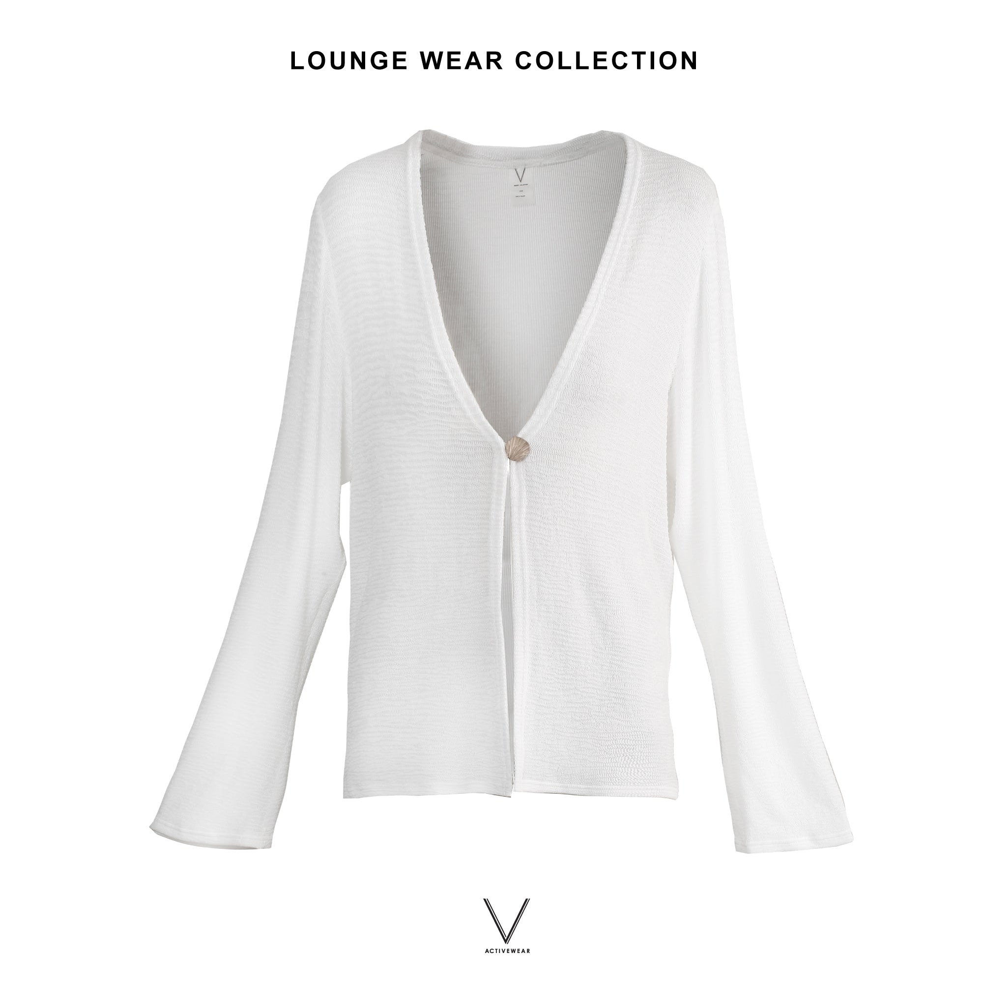 LOUNGE WEAR COLLECTION WHITE SMOCK LOUNGE CARDIGAN